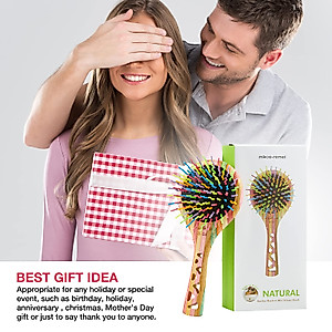 Bamboo Hair Brush, Girls Hair Brush, Rainbow Bamboo Paddle Hair Brushes for Women, Men and Kids, Health and Massage Scalp Brush Everyday Brush(Large)