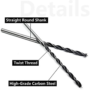 Jersvimc 7Pcs 300mm 12 Extra Long Drill Bit Set, Long Wood Drill Bits Long Shank Drill Bits Brad-Point Drill Bit Set Include (4mm, 5mm, 6mm, 7mm, 8mm, 10mm, 12mm)