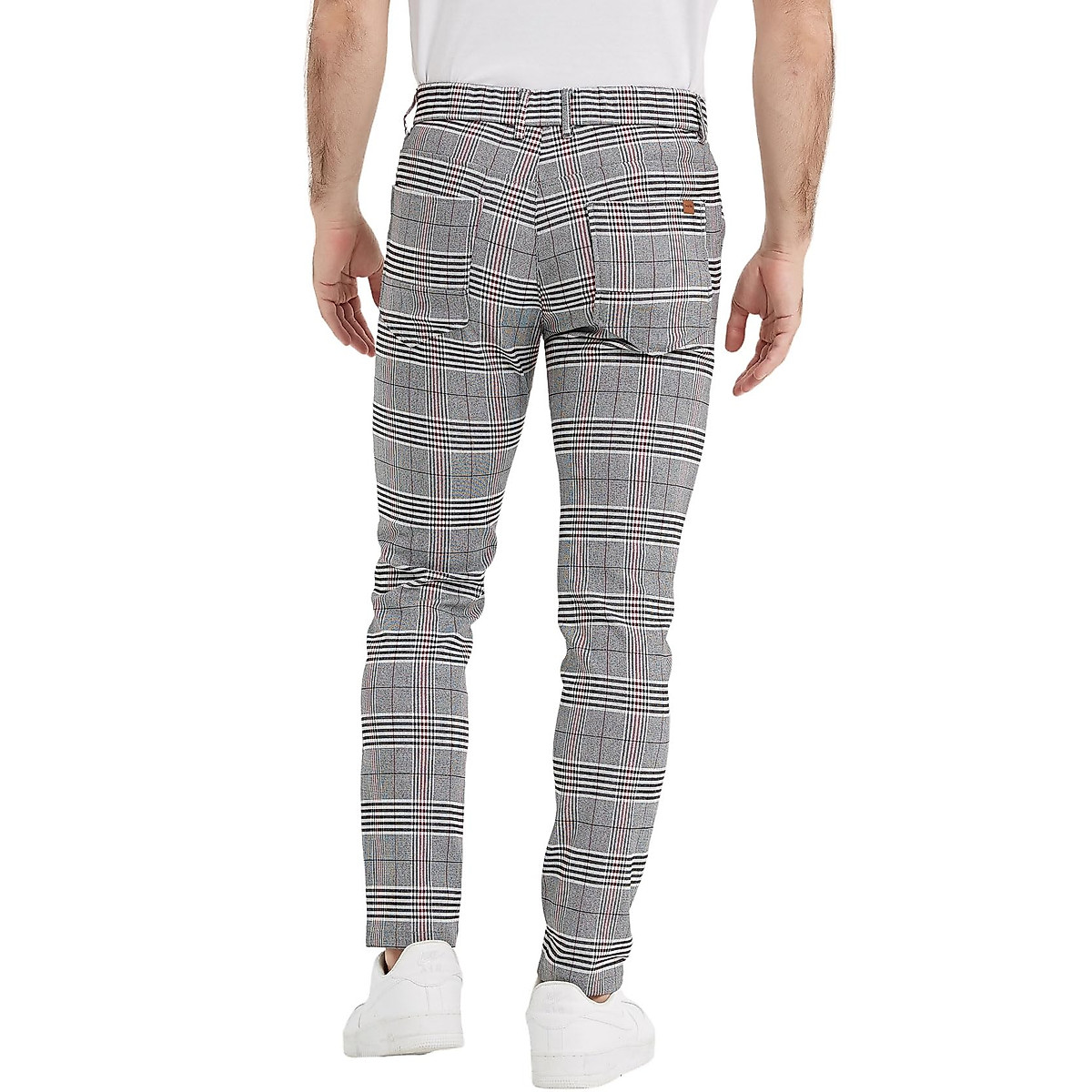 Plaid&Plain Men's Plaid Pants Skinny Dress Pants for Men Skinny Chino Pants Men 7301 Plaid-11-28X30