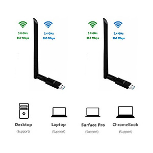 Realtek RTL8812BU USB Wireless Adapter 1200 Mbps with 5 dBi Antenna Dual Band AC1200 WiFi Dongle IEEE 802.11 a b g n ac for Laptop Desktop USB 3.0 Network Adapter Support Windows 10 Mac