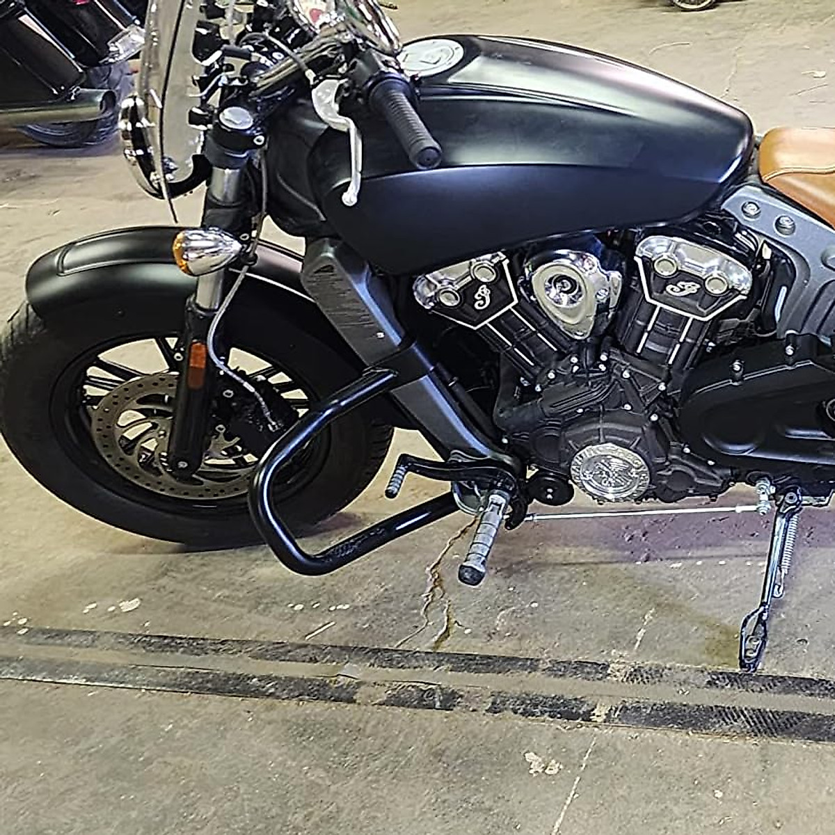 XJMOTO Black Engine Guard Frame Crash Bar Protection Highway Crash Bar Kit Compatible with 2015-2024 Indian Scout/ Scout Sixty/ Scout Bobber