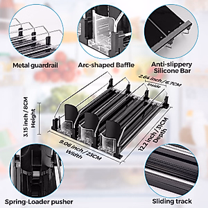 BingoHive Automatic Soda Can Organizer for Refrigerator Can Dispenser for Beer Soda Seltzer Drink Pop Can Soda Organizer for Refrigerator 12 Standard Size 11.15oz 12oz 16oz 16.9oz Cans Holder Storage