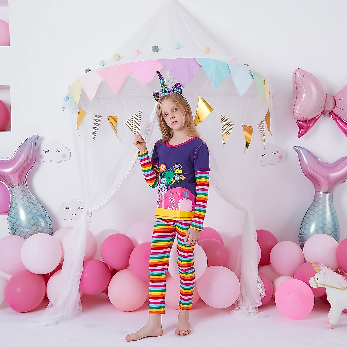 VIKITA Girls Shirts Winter Long Sleeve Graphic T Shirts Casual Tops for Girls (L328 5T)