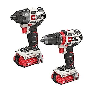 PORTER-CABLE 20V MAX Cordless Drill and Impact Driver, Power Tool Combo Kit with 2 Batteries and Charger (PCCK619L2)