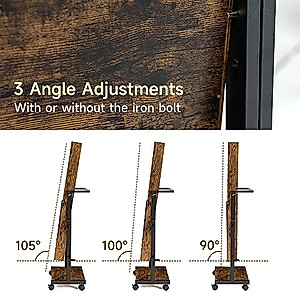 Lavievert LED Mirror Jewelry Cabinet with 4 Wheels, 47.2" Full Length Mirror with 3 Color Lights, Lockable Jewelry Armoire with Built-in Mirror, Bottom Shelf, 3 Adjustable Angles & Height - Brown