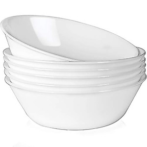 DELLING 1.3 Qt / 43 Oz Serving Bowls Set for Pasta, Salad and More - 6 Pack White Dishes