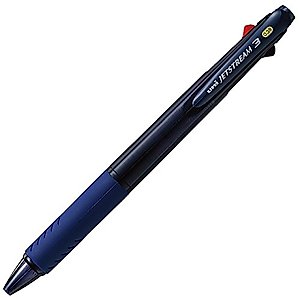 uni Ballpoint Pen Jetstream 3 Color Black, Red, Blue Ink 0.38mm, Transparent Navy (SXE340038T.9)