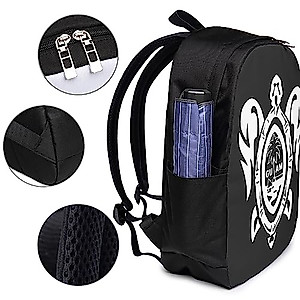 ZEYUANKA Guam Seal In A Tribal Turtle Backpack,Unisex Lightweight Travel Laptop Backpack 17 in Bookbag Daypack