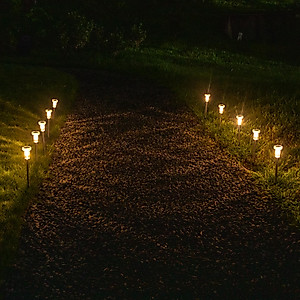 PEATOP Solar Outdoor Lights 10 Pack, Solar Powered Landscape Path Lights LED Solar Garden Lights IP67 Waterproof Lights Auto On/Off Lawn Lights for Walkway Yard Backyard Patio Driveway Decorative