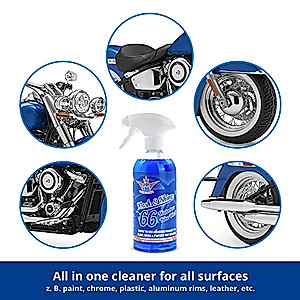 Shinykings Motorcycle Cleaner Wash&Shine 66 | WATERLESS Motorcycle Wash with Ultra Shine Effect | Powerful Detailing Spray for All Surfaces | Motorcycle Cleaning Kit | 16.9 fl.oz