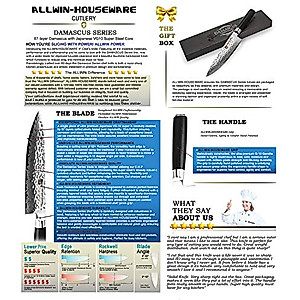 Professional Handmade 8" Damascus Chefs Knife, 67-layer Damascus Chef Knife with VG10 Super Steel Core