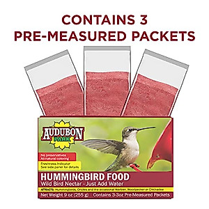 Audubon Park Hummingbird Food Wild Bird Nectar, Hummingbird Food for Outside Feeder, (3) 3-oz. Pre-Measured Packets