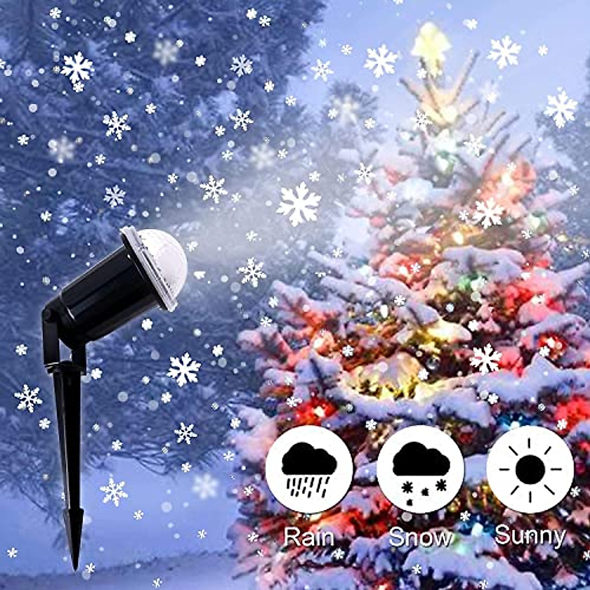 Christmas Snowflake Projector Lights Outdoor Indoor Snow Storm Waterproof LED Snowfall Projection Lamp for Christmas Theme Party Holiday Halloween Home Birthday Party Holiday Garden Decoration