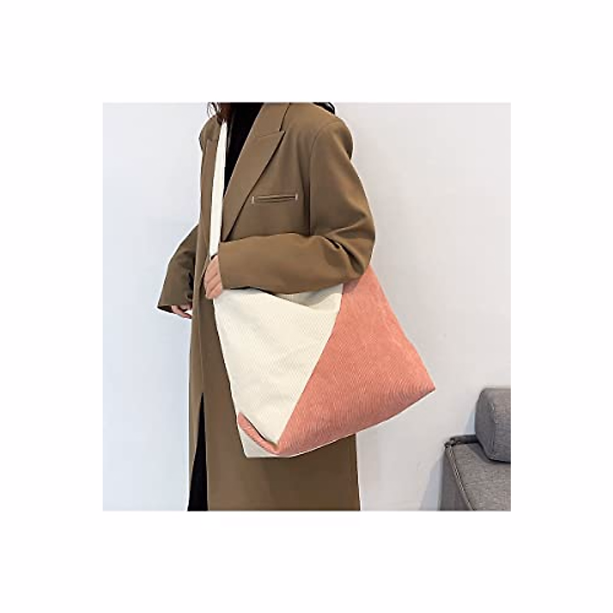 Ulisty Women Large Capacity Corduroy Tote Bag Casual Messenger Bag Hobo Bag Crossbody Bag Shoulder Bag Handbag black