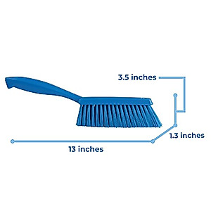 Vikan 45873 Bench Cleaning Brush, Polypropylene/Polyester Soft Bristle Dustpan Brush & Sweeper With Handle, 14-Inch, Blue
