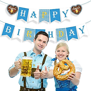 DodelyGz Oktoberfest Birthday banner,German Oktoberfest Theme Birthday Party Decoration Beer Festival Birthday Party Accessory