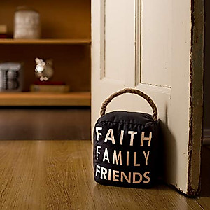 Pavilion - Open Door Decor 5" x 6" Navy Door Stopper "Faith Family Friends"