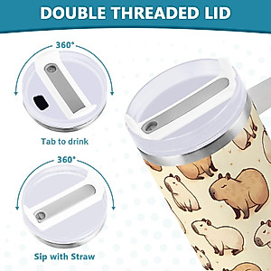 Capybaras Animal Forest 40 oz Tumbler with Handle Insulated Water Bottle with Straw Lid Stainless Steel Vacuum Insulated Cup Travel Coffee Mug