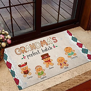 Gifts for Grandma, Grandma's Batch Cookies Gingerbread, Personalized Front Doormat, Gifts for Grandma Nana from Grandkids Grandson, Outdoor Indoor Welcome Mat, Gifts for Christmas Xmas
