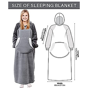 Blanket Hoodie Oversize Huge Hooded Blanket Sweatshirt with Deep Pockets and Elastic Sleeves, Women's Men's Fleece Lamb Fleece Soft Warm Comfortable Blanket Jacket Sweater Gift Adult Youth One Size