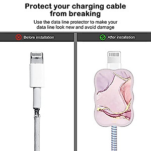 DIY Protectors Cable Protector for iPhone Charger Kawaii Luxurious Pink Marble Pattern Cute Girls Data Cable USB Charger Data Line Phone Wire SaverCute Protector for iPhone 11 12 13 14 Pro Max XS XR