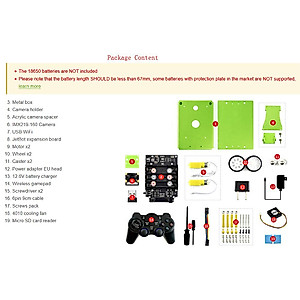 Add-ons Acce for Jetson Nano 2GB Developer Kit Only to Build AI Smart Robot JetBot with Front Camera Eye and ROS Nodes Code WiFi Wireless Facial Recognition Object Tracking Self Driving @XYGStudy