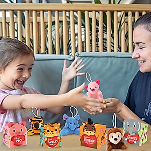 ATFUNSHOP Valentines Day Gifts Box for Kids with Animal Plush Toys 30 Pack Valentines Mini Keychains and Gift Card in Bulk Exchange for Toddlers Girls Boys School Class Classroom Party Favors
