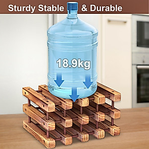 IWNTWY Wine Racks Countertop, 12 Wine Bottle Holder Stand, Freestanding Floor Wine Storage Shelf, DIY Assembly Wooden Wine Rack Water Bottle Organizer for Home Kitchen Cabinet Bar Wine Gifts