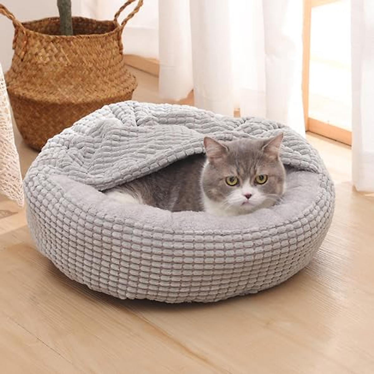 Warm Cozy Pet Sleeping Pad Winter Cat Nest Soft Breathable Cotton Bed for Small Dogs Keep Pet Warm Cozy Soft Plush Cat Bed Grey S