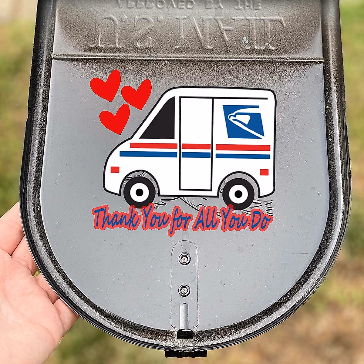 3 PCS Thank You Mailbox Decal, Waterproof Vinyl Sticker with Love and Support for USPS Mail Carrier Mail Truck Sticker (5inch)