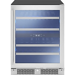 Zephyr Presrv 24" Wine Fridge ADA Dual Zone Under Counter - Countertop Mini Wine Cooler Cellars Small Cabinet Wine Refrigerator Home Bar Chiller Freestanding with Glass Door - 37 Bottles 750ml