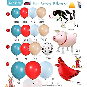 Cow Balloon Garland Arch Kit Western Cowboy blue red Farm animal print Balloons Farm theme birthday for Boy party my first rodeo party decorations