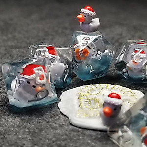 Sage's Portal Animal Familiars Resin DND Dice Set Polyhedral Dice Set for Dungeons and Dragons RPG Pathfinder Tabletop TTRPG (Festivus Duck)