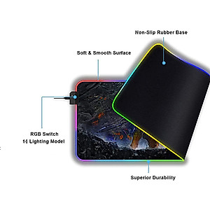Mouse Pads Halo Mouse Pad Gaming RGB LED Computer Pad Large Gaming Gamer Game Laptop Notebook PC Desk Mat,35.43 inch x15.74 inch