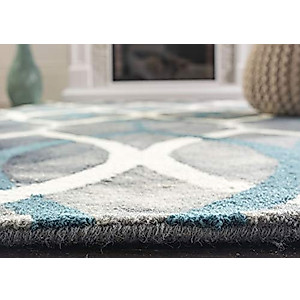 SAFAVIEH Dip Dye Collection 9' x 12' Grey/Ivory Blue DDY534J Handmade Modern Premium Wool Area Rug