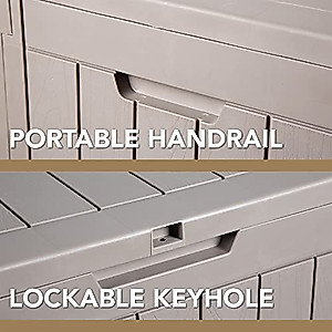 Devoko 31 Gallon Lightweight Resin Deck Box Waterproof Lockable Storage Container for Patio Furniture Accessories and Indoor Outdoor Toys/ 3 Pieces