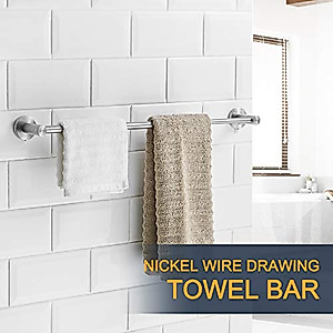 Hoimpro Adjustable 15.2 to 27.8 Inch Single Towel Bar for Bathroom, Expandable SUS304 Stainless Steel Bath Towel Holder, Wall Mount with Screws Towel Bar Rod Hotel Style, Brushed Nickel