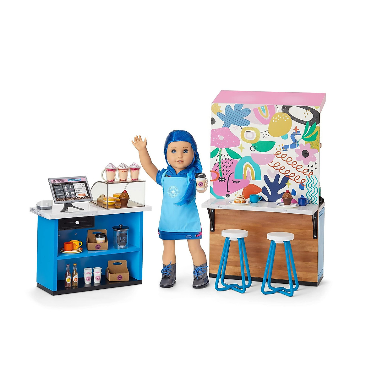 American Girl Truly Me 18-inch Doll Coffee Shop Playset with Pretend Espresso Machine and Cash Register, For Ages 6+