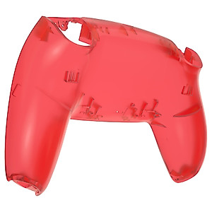 eXtremeRate Full Set Shell with Buttons Touchpad Cover, Clear Red Custom Replacement Decorative Trim Shell Front Back Plates Compatible with p s 5 Controller BDM-030 BDM-040 BDM-050
