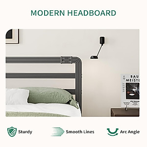 Woozuro Twin Xl Bed Frames with Headboard，18 Inch High Twin Xl Bedframe with Round Corner Leg, Sturdy Noise-Free Metal Frame No Box Spring Needed, 2500 Lbs Weight Heavy Duty Slats Support for Mattress