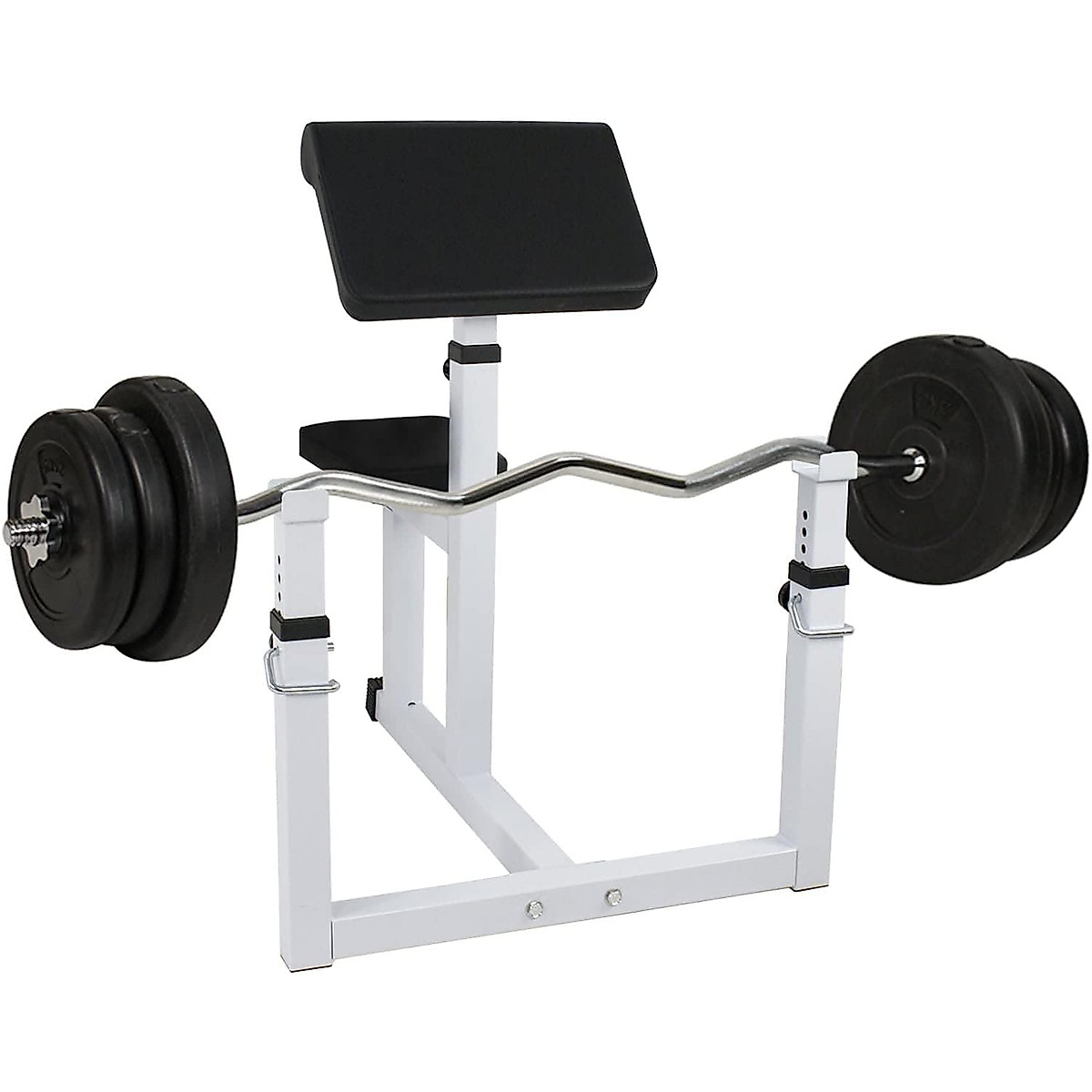 BBBuy Adjustable Arm Preacher Curl Bench Bicep Strengh Bench Seated Strenghthen Training Isolated Barbell Dumbell Biceps Station for Home Gym
