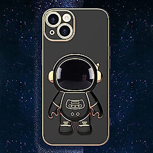 Pepmune Compatible with iPhone 13 Case Cute 3D Astronaut Stand Design Camera Protection Shockproof Soft Back Cover for Apple iPhone 13 Phone Case Black