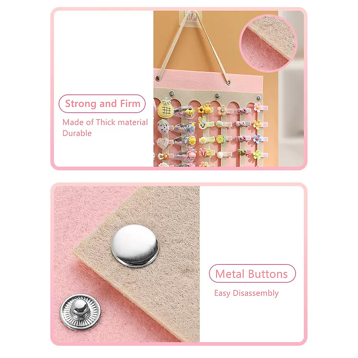 Aiqriwv 2 Pack Hair Bows Holder,Hair Clips Storage Hanger Large Capacity,Hair Bows Organizer Wall Hanging for Girl Room,Hair Accessories Organizer（White）