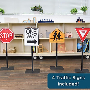 Children’s Factory Traffic Signs Set of 4, Outdoor Play Equipment for Daycare, Preschool, Playground, Kids Playhouse