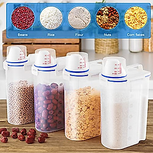 HNNJCK 3 Liter Rice Storage Container Rice Dispenser, 5lbs Cereal/Flour/Sugar/Dry Food/Oatmeal Containers with Lids for Pantry & Kitchen, Plastic Air Tight Pet/Dog/Cat Food Storage Container