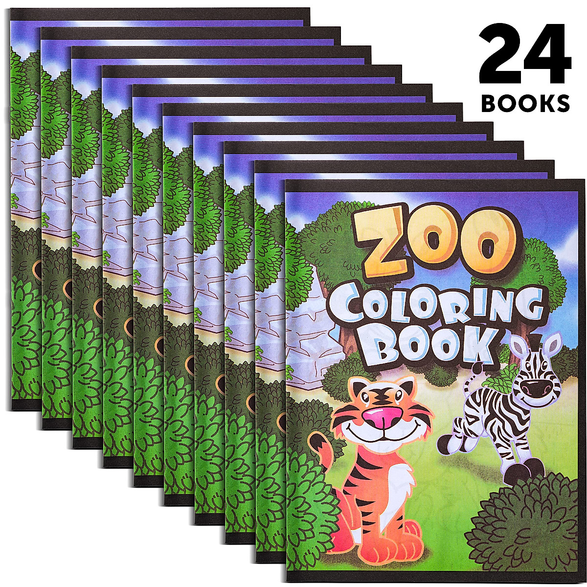 Zoo Animal Coloring Books - Bulk Pack of 24, 9"x11" Animal Party Favor Books for Kids with Jungle Safari Animals and Activity Sheets for Goodie Bags, Classrooms and Themed Birthday Supplies