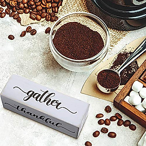 Four-Sided Inspirational Block Sign Rustic Wooden Blessed Gather Thankful Grateful Sign Tabletop Block Decor for Office Home Farmhouse Tabletop, Bookshelf, Tiered Tray Decor