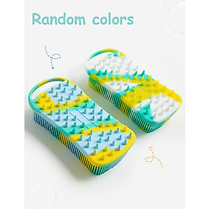 Silicone Exfoliating Body Scrubber Loofah Silicone Scalp Massager Shampoo Brush Soft Body Scrubbers for Use in Shower Lathers Well Easy to Clean 2 in 1 BSROLUNA (1 Pack Camouflage Green)