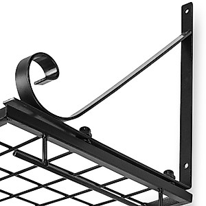 Sorbus Pots and Pan Rack — Decorative Wall Mounted Storage Hanging Rack — Multipurpose Wrought-Iron shelf Organizer for Kitchen Cookware, Utensils, Pans, Books, Bathroom (Wall Rack - Black)