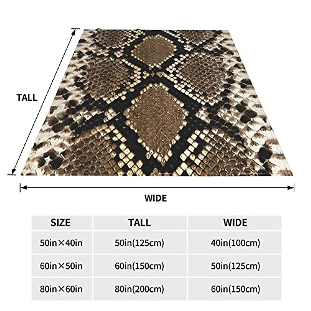 Prexill Snake Skin Soft Flannel Fleece Throw Blanket，Lightweight Warm Microfiber Plush Couch Sofa Bed Blanket (80"x60" Queen-Size for Adults…